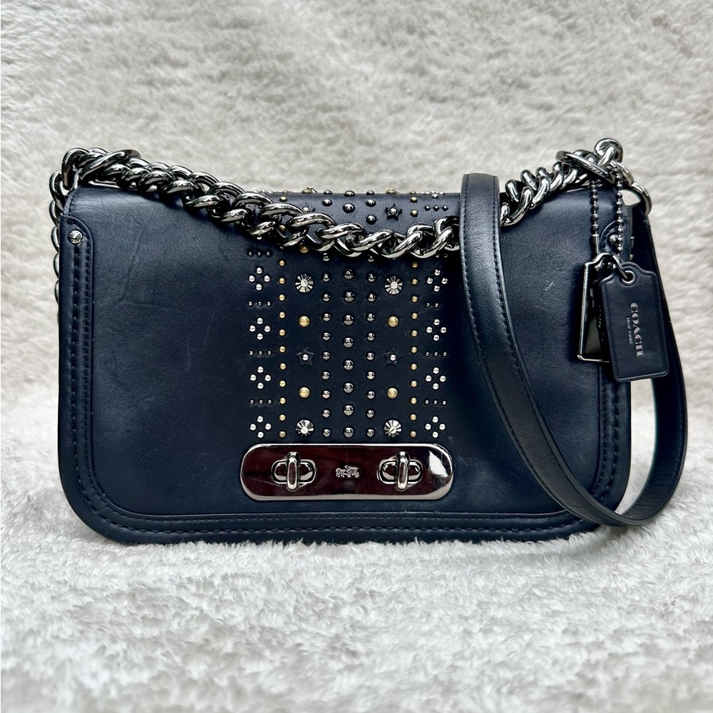 Coach Bandana Rivets Swagger Shoulder Bag - Gem